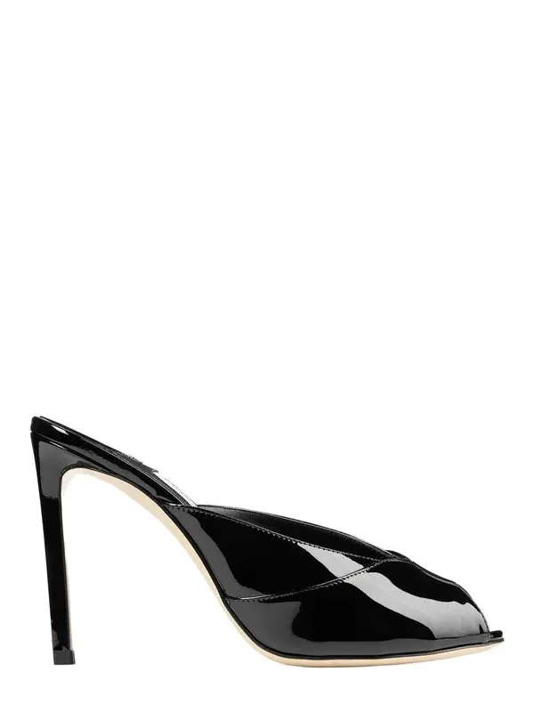 JIMMY CHOO Brigitte 100 Patent Leather Mules - Black