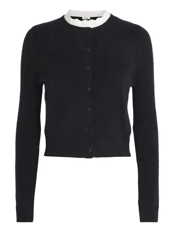 Sandro Wool Pointelle-collar Cardigan - Black
