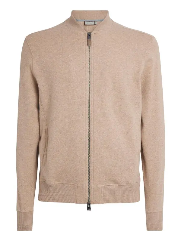 Canali Cotton-cashmere Bomber Jacket - Beige