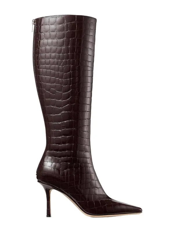 JIMMY CHOO Agathe 85 Leather Knee-high Boots - Brown