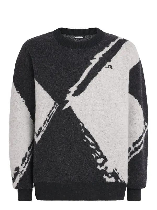 J. Lindeberg Wool-blend Jacquard Jaxton Sweater - Black