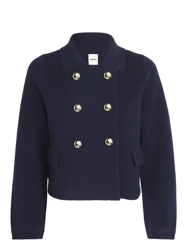 Sandro Wool-blend Double-breasted Cardigan - Blue