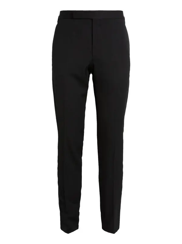 Ralph Lauren Purple Label Wool Tuxedo Trousers - Black