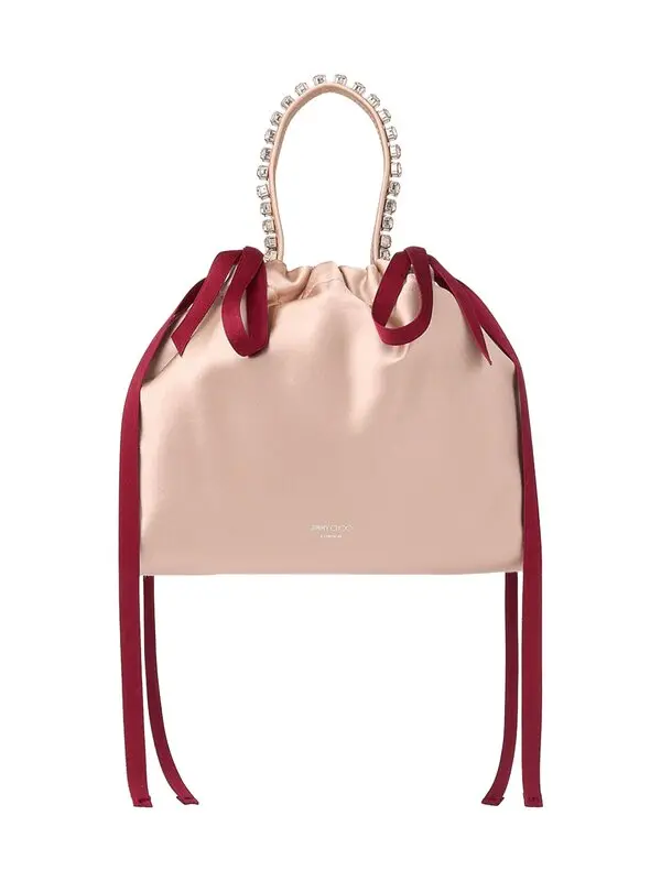 JIMMY CHOO Mini Satin Drawstring Bag With Bow Detail - Pink