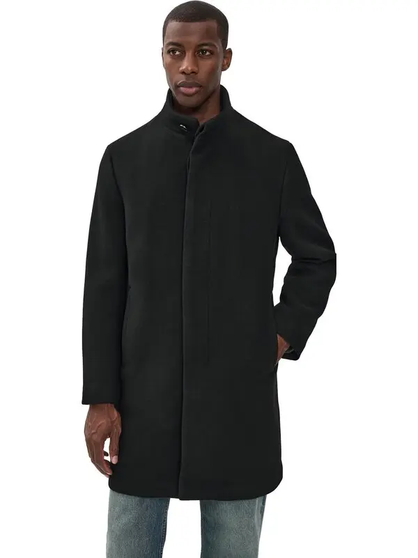 Theory Belvin Textured Wool Blend Melton Coat - Black
