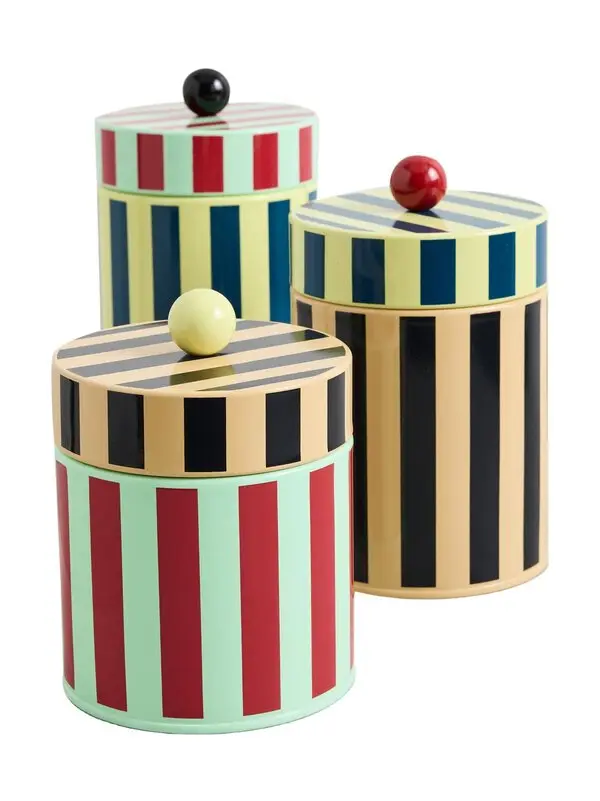 DUSEN DUSEN Striped Canisters Set Of 3 - Multi Stripe