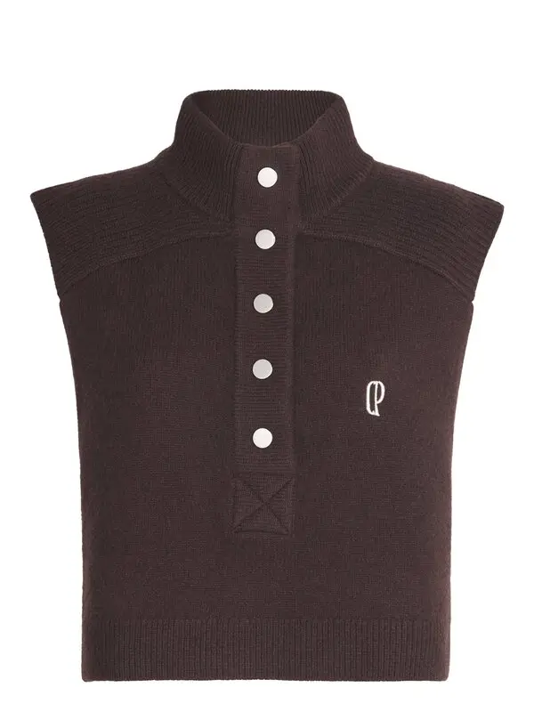 Claudie Pierlot Embroidered-logo Sweater Vest - Brown