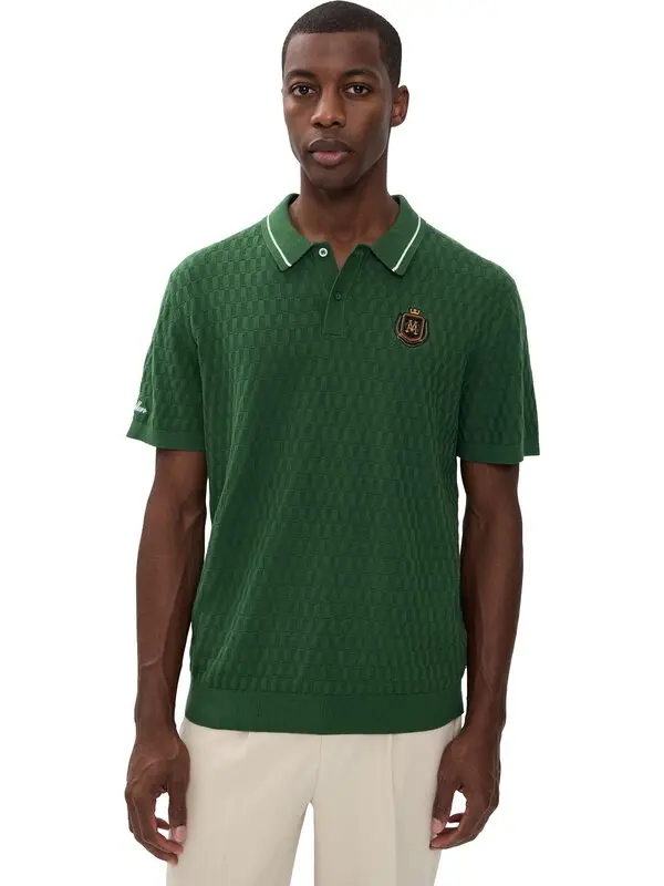 MALBON Crest Knit Polo - Myrtle