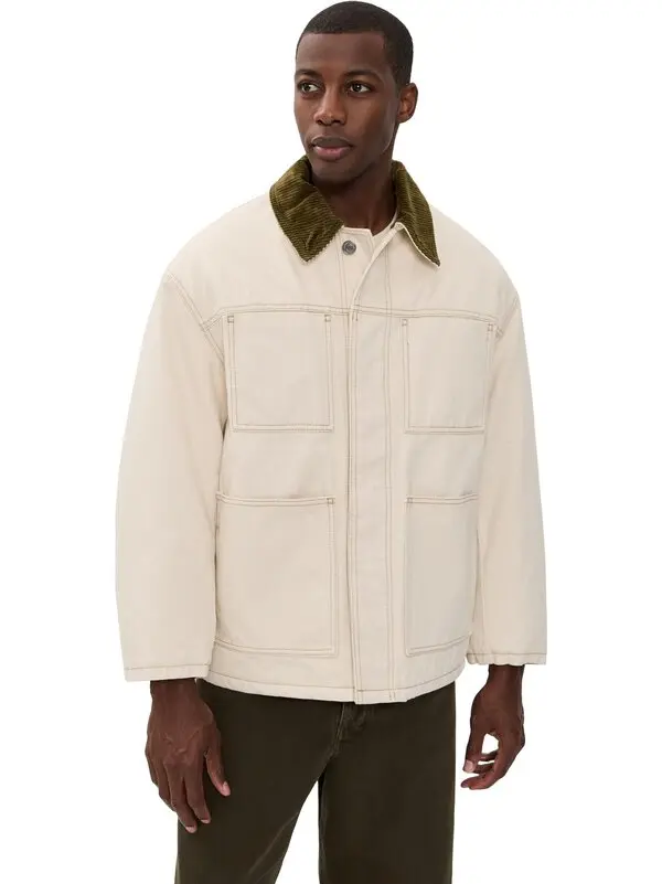 Ami Off-white Cotton Twill Veste Worker - Ecru