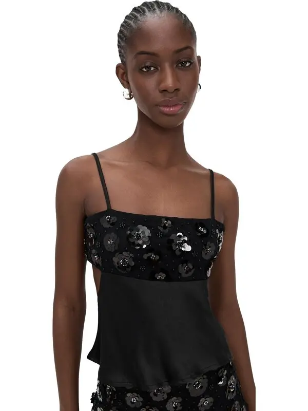 BAILEY ROSE Embellished Tank - Black