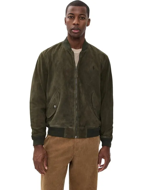Ralph Lauren Suede Flight Jacket - Dark Loden