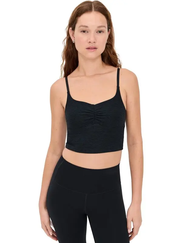 Beyond Yoga Spacedye Raise The Barre Shirred Cropped Tank - Darkest Night