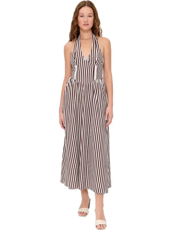 SEVEN WONDERS Calianna Midi Dress - Chocolate Stripe