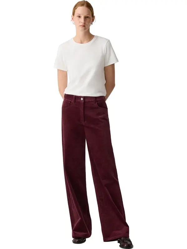Theory Straight-leg Five-pocket Corduroy Pant - Port Red