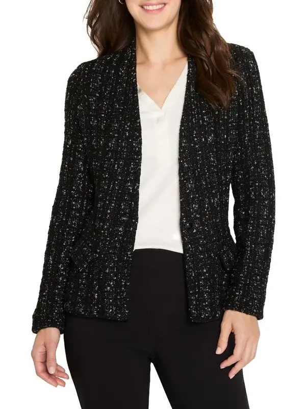 NIC+ZOE Metallic Grid Knit Jacket - Black Mix