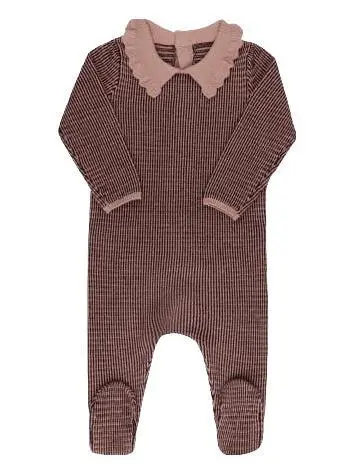 ELY'S & CO. Thin Stripe Collection Footie - Wine/pink