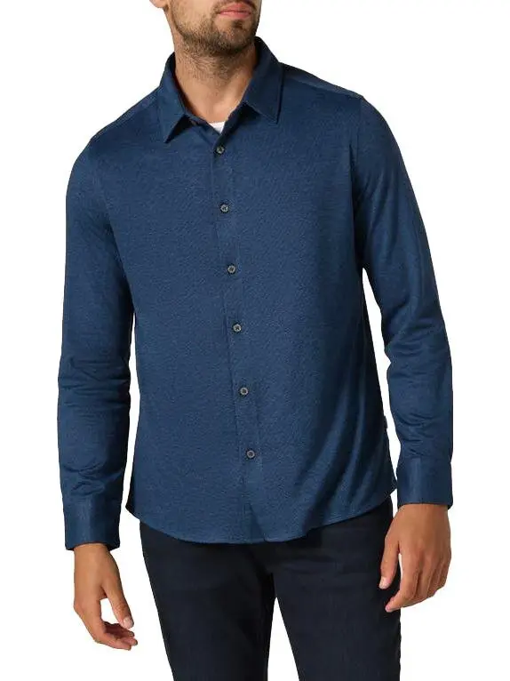 7 Diamonds Bowery Texture Knit Button-up Shirt - Navy