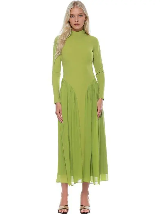 ALEXIA ADMOR Odette Mockneck Midi Dress - Sage