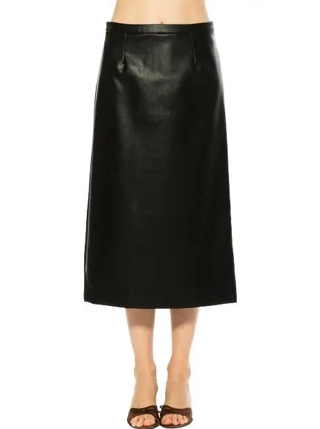 ALEXIA ADMOR Isla Vegan Leather Midi Skirt - Black