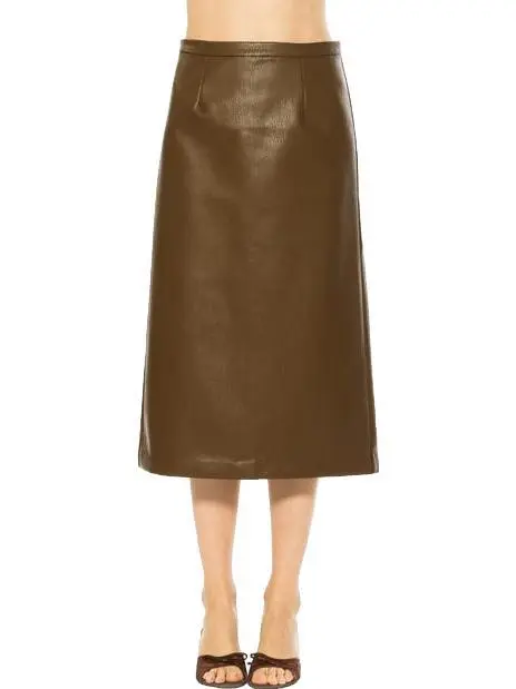 ALEXIA ADMOR Isla Vegan Leather Midi Skirt - Camel