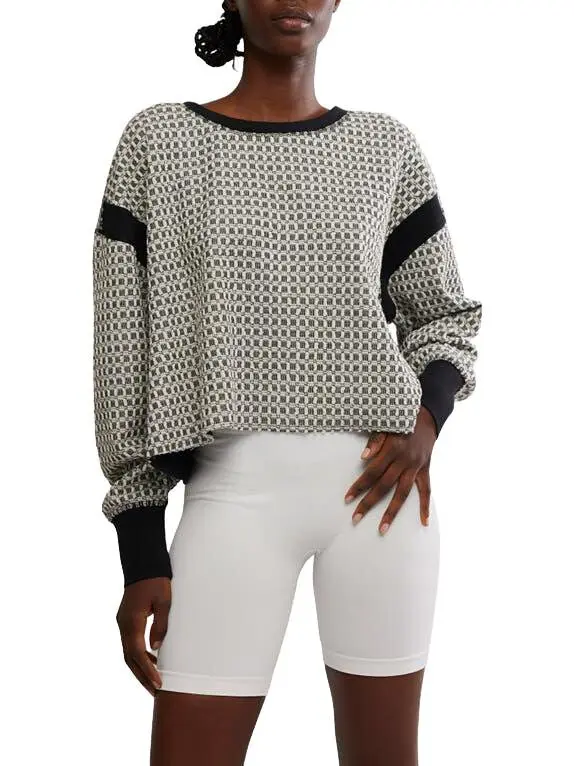 Free People Textured Layer Pullover - Black White Combo