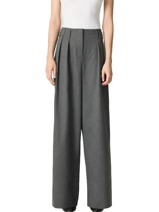 NOCTURNE High-waist Pleated Wide-leg Trousers - Grey