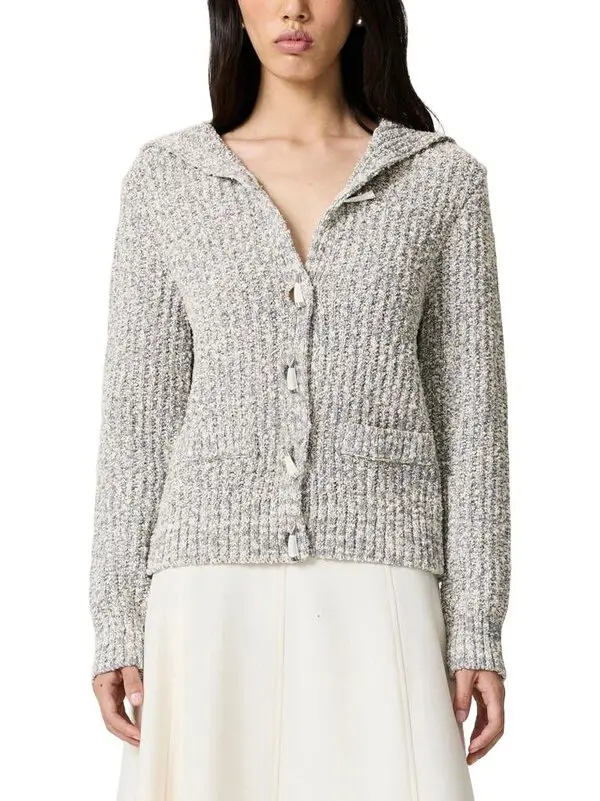 NOCTURNE Textured Knit Cardigan - Grey