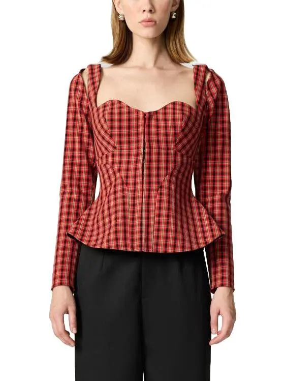 NOCTURNE Checked Corset Top - Multi-colored