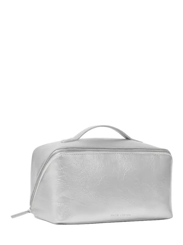 KATIE LOXTON Large Patent Crackle Makeup And Toiletry Bag - Silver