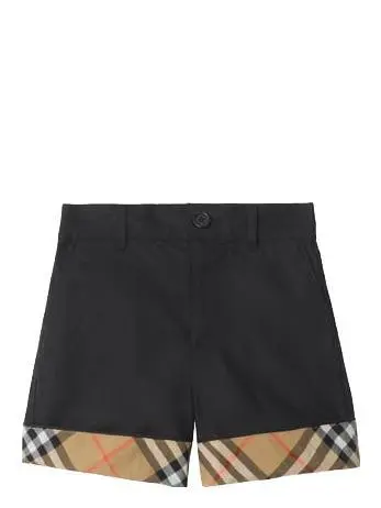 Burberry Check Turn-up Cotton Shorts - Black