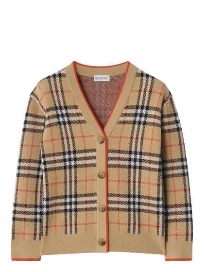 Burberry Check Wool Cardigan - Sand Beige