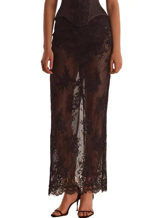MILLA Lace Maxi Skirt - Black