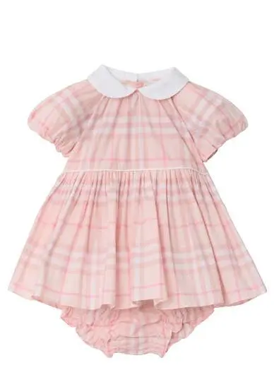 Burberry Check Cotton Dress With Bloomers - Ice Pink