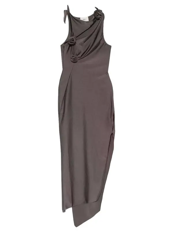Coperni Flower-appliqué Midi Dress - Grey