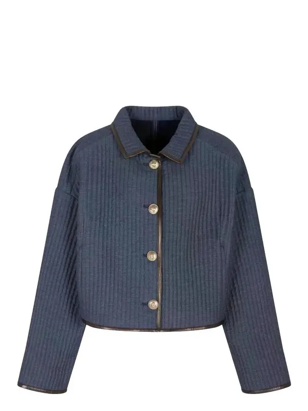 Giorgio Armani Buttoned Ribbed Jacket - Blue