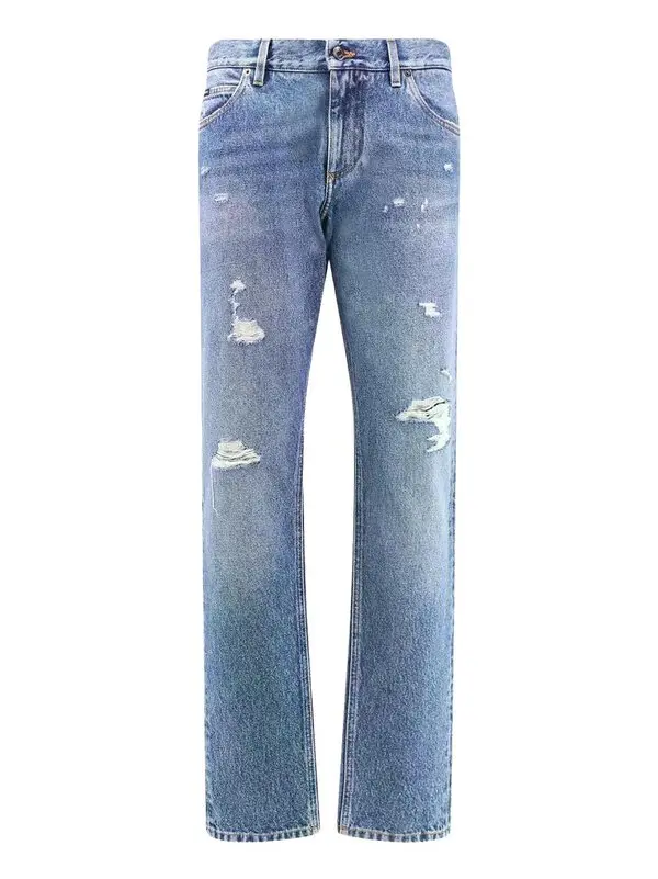 Dolce & Gabbana Distressed Five-pocket Jeans - Blue