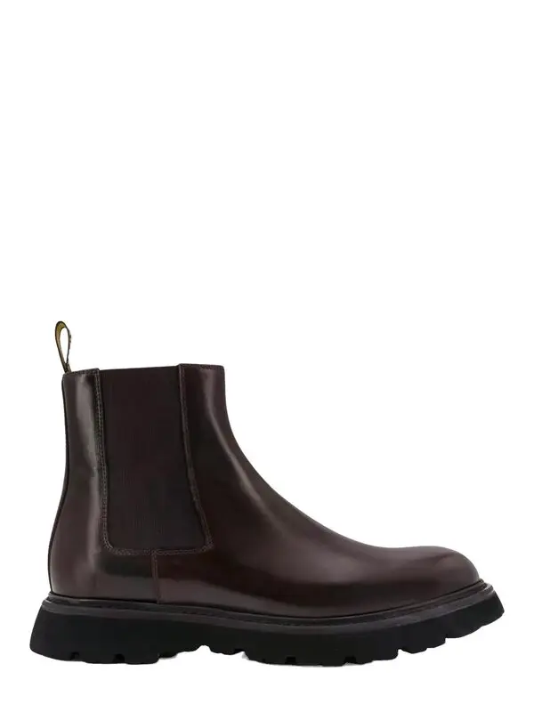 DOUCAL'S Leather Chelsea Boots With Elastic Detailing - Brown