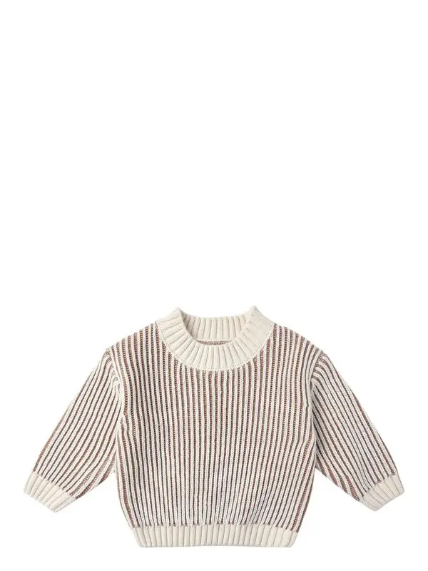 QUINCY MAE Crewneck Ribbed Sweater - Gold