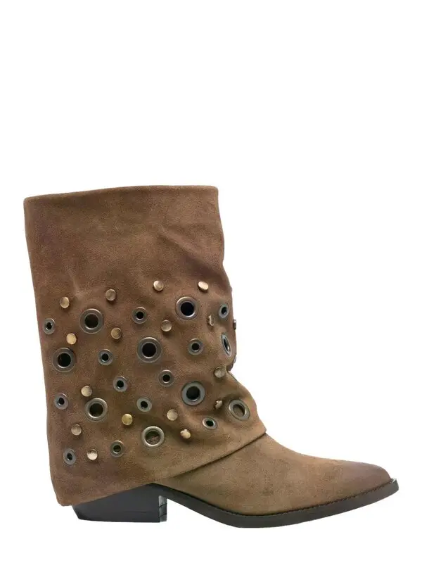 JULIE DEE 45mm Eyelet-detail Boots - Brown