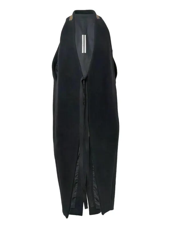 Rick Owens Sleeveless Coat With Tie Detail - Black
