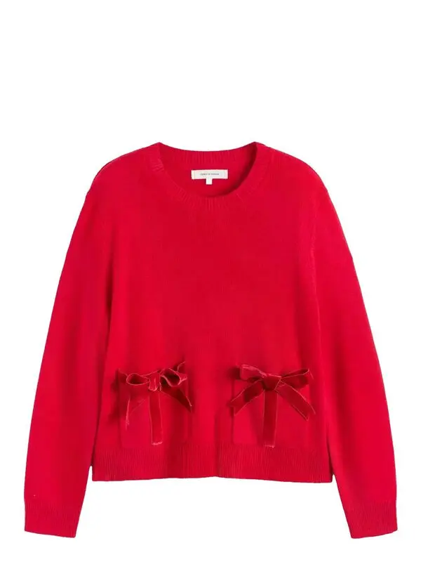 Chinti & Parker Velvet-bow Sweater - Red