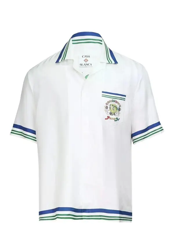 Casablanca Cuban Collar Short Sleeve Shirt - White