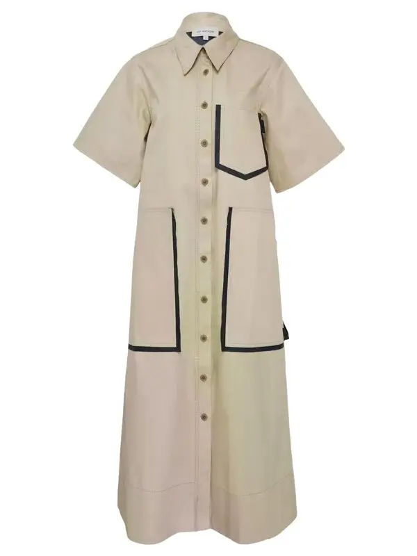 LEE MATHEWS Henry Shirt Midi Dress - Neutrals