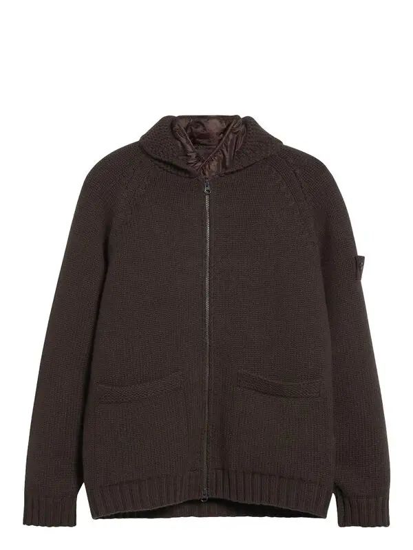 Stone Island Ghost Cashmere Cardigan With Detachable Quilted Lining - V0070 Dark Brown