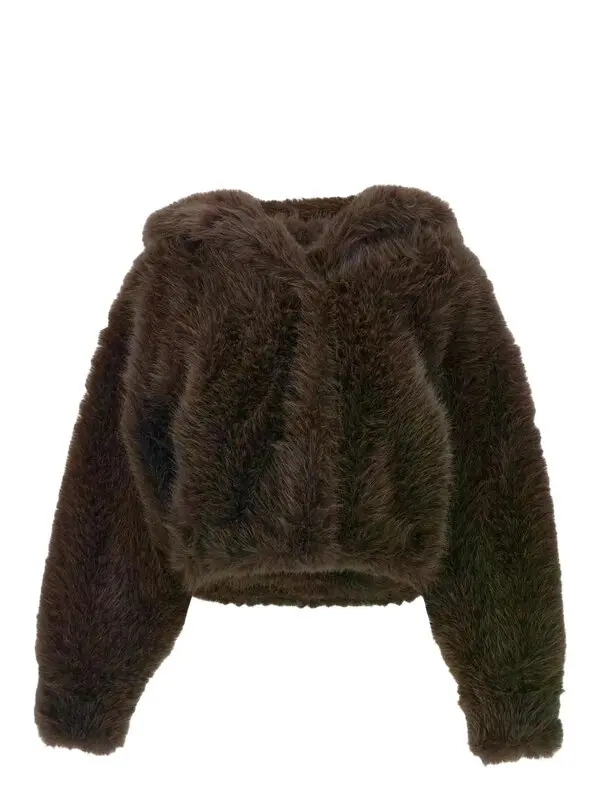 BB COUTURE Hooded Faux-fur Jacket - Brown
