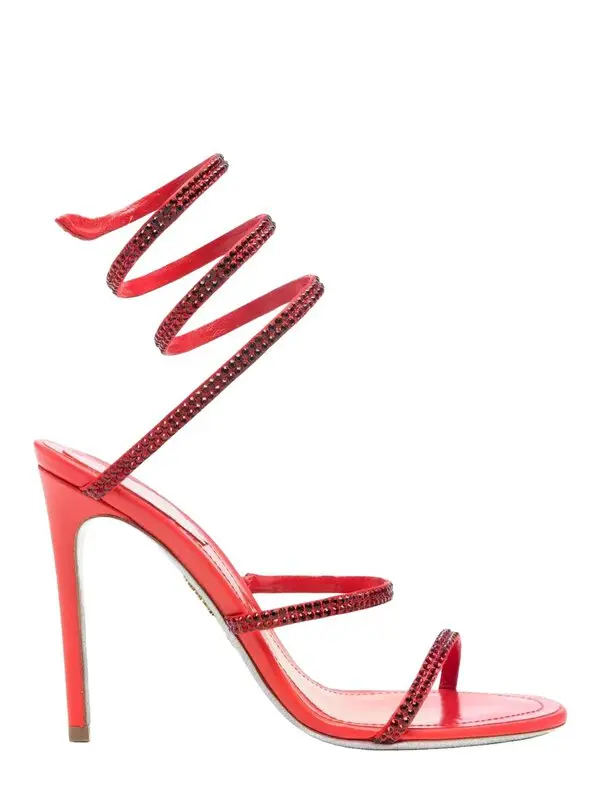 Rene Caovilla 110mm Cleo Embellished Spiral Ankle-strap Sandals - Red