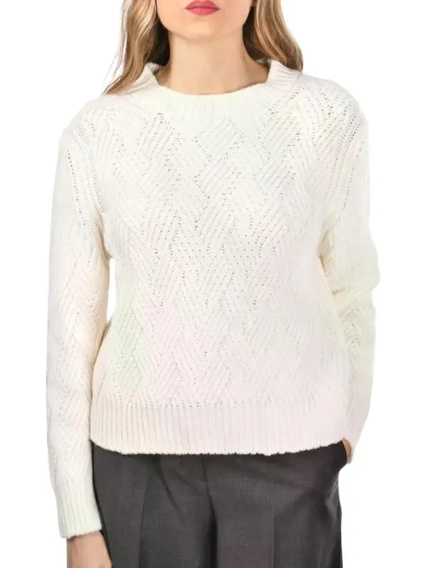 GRAN SASSO Textured-knit Crew-neck Sweater - White