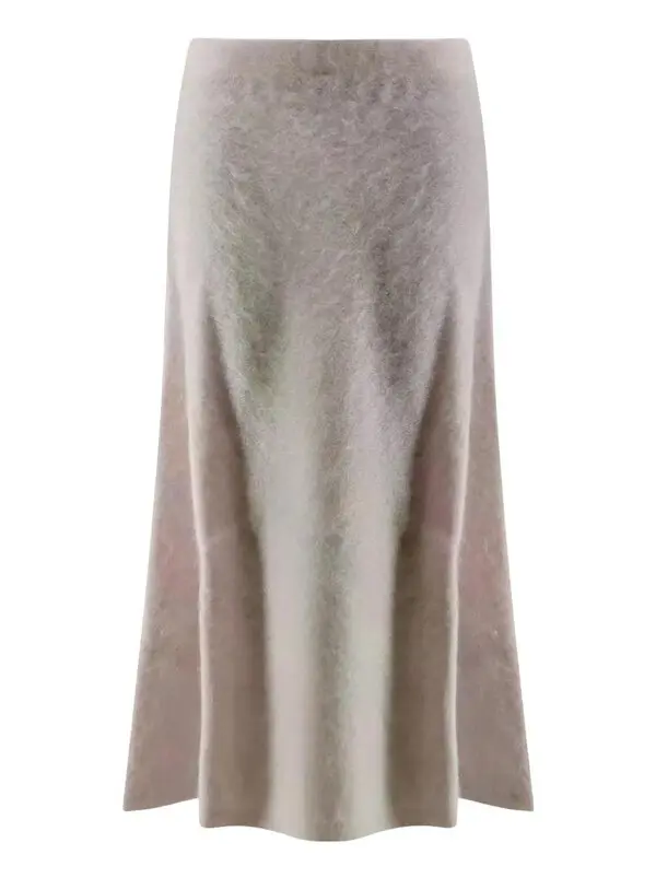 NUDE Midi Skirt With Elastic Waistband - Neutrals