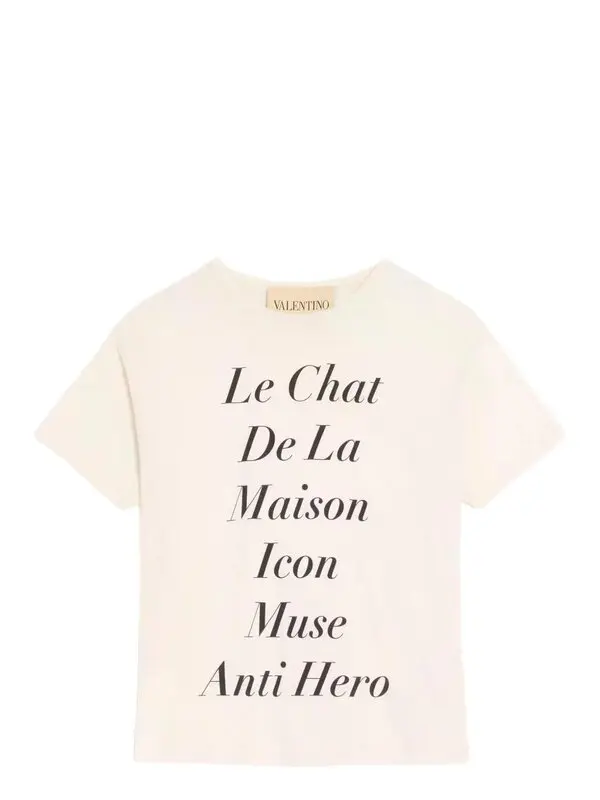Valentino Garavani Cotton T-shirt With Le Chat De La Maison Icon Muse Anti Hero Print - Neutrals