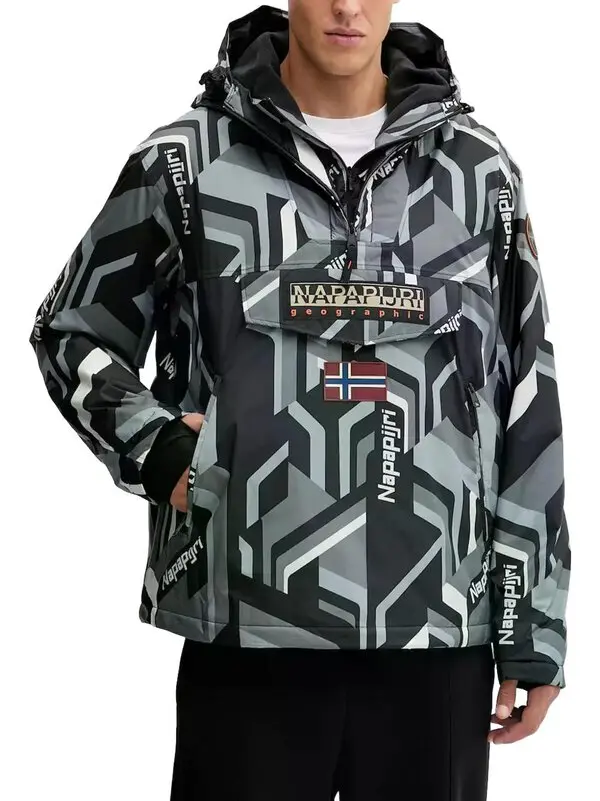 NAPAPIJRI Geometric Pattern Hooded Jacket - Grey